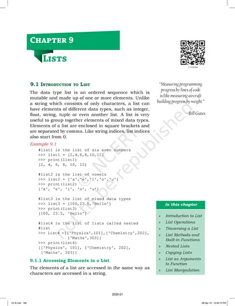 Kecs109 Computer Science Xi Chapter9 9 Introduction To List The Data Type List Is An Ordered