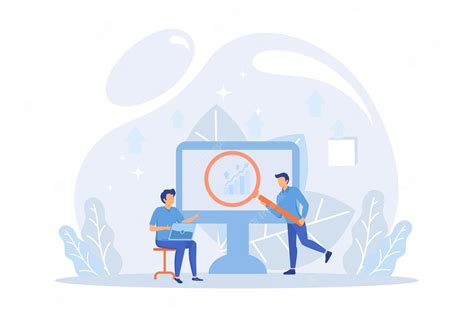 Premium Vector Digital Marketing And Promotion Illustration Characters Analyzing Graph
