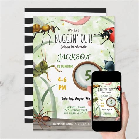 Editable Bug Birthday Invitation Zazzle Birthday Invitations