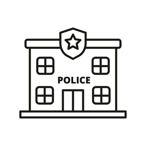 Police Station Icon In Linear Style Isolated On White Background