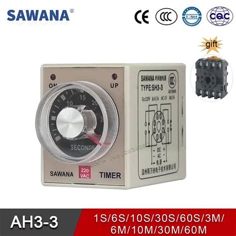 Time Relay AC220V 380V 110V DC24V 12V Variable Timer Relay With Base 1Second 60Minute SPDT 1C