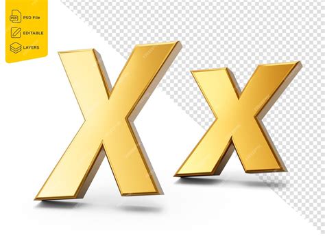 白い背景に 3 D の黄金の大文字アルファベット X 3 D 黄金の小文字 X 3 D イラストレーション プレミアムpsdファイル