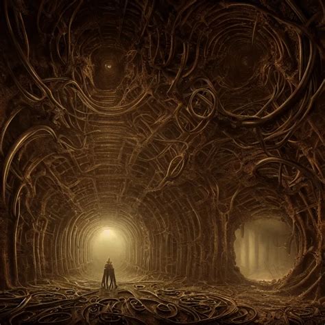 Surreal Dark Tunnel Inside Abandoned Ancient Alien Stable Diffusion