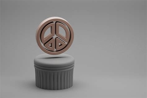 베튼 칼럼 세라믹 배경에 평화 기호 3d 렌더링 그림 디자인의 배경 패턴 평화 아이콘입니다 3차원 형태에 대한 스톡 사진 및