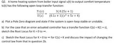 solved a home heating system from boiler input signal u t