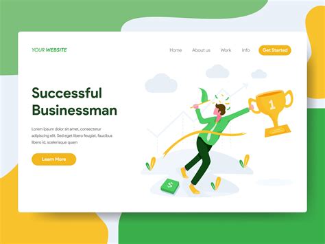 Landing Page Template Of Successful Businessman Illustration Concept