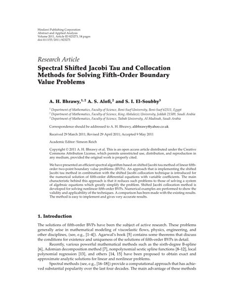 Pdf Spectral Shifted Jacobi Tau And Collocation Methods For Solving Fifth Order Boundary Value