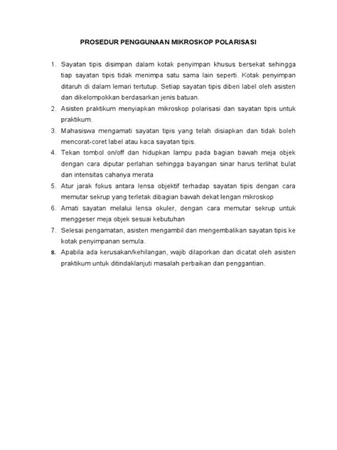 Prosedur Penggunaan Mikroskop Polarisasi Pdf