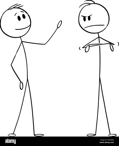 Vector Cartoon Stick Figure Drawing Conceptual Illustration Of Two Men