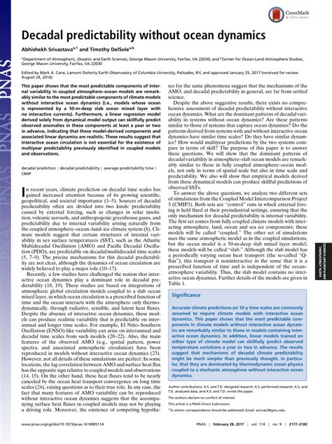 Pdf Decadal Predictability Without Ocean Dynamics