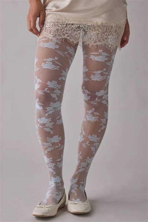 Rose Lace Tights Urban Outfitters