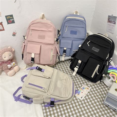 Mochila De Lona De Nailon Japonesa Y Coreana Bonita Mochila Escolar De