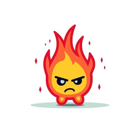 Premium Vector Cute Angry Fire Element Cartoon Illustration Cartoon Eps