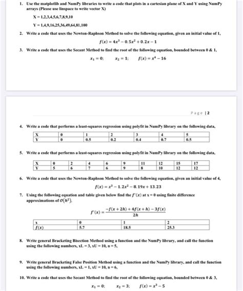 1 Use The Matplotlib And Numpy Libraries To Write A