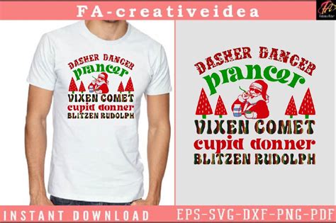 Dasher Dancer Prancer Groovy Design Graphic By Facreativeidea