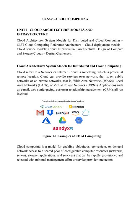 Unit 1 Cloud Computing CCS335 CLOUD COMPUTING UNIT I CLOUD