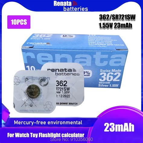 10pc Renata Silver Oxide Watch Battery 362 SR721SW 721 1 55V 100