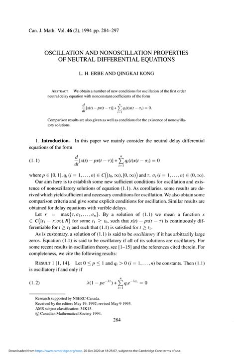 Pdf Oscillation And Nonoscillation Properties Of Neutral Differential