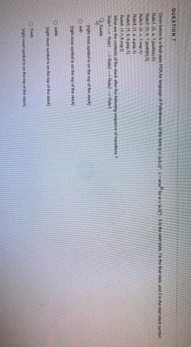 solved question 7 given below is a final state pda for
