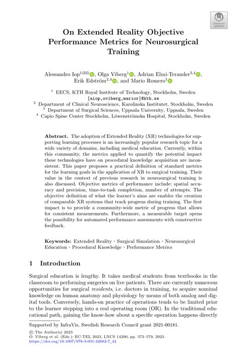 Pdf On Extended Reality Objective Performance Metrics For