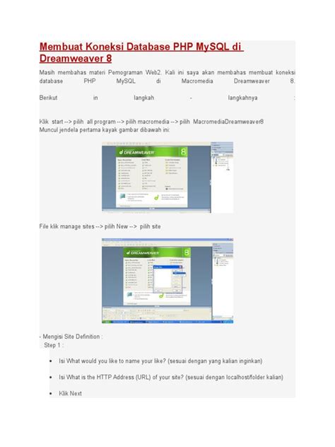 Membuat Koneksi Database Php Mysql Di Dreamweaver 8 Pdf