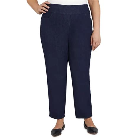 Plus Size Alfred Dunner Classics Pull On Straight Leg Denim Pants