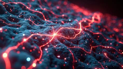 Glowing Red Neural Network Pathways On Textured Surface Stock Illustration Illustration Of