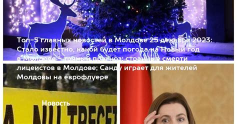 Топ 5 главных новостей в Молдове 25 декабря 2023 Стало известно какой будет погода на Новый