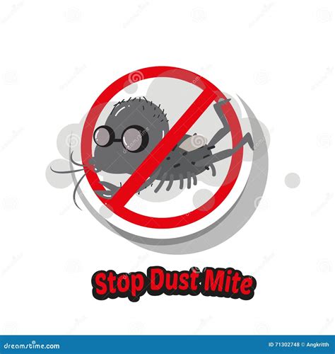 Dust Mites Monster In Stop Icon Character Design Stock Illustration