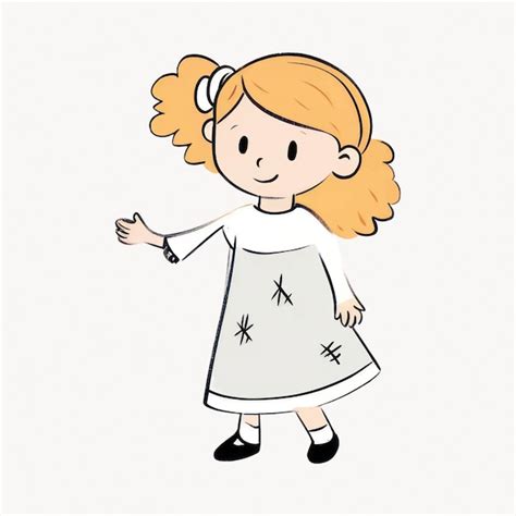 Cute Cartoon Girl Waving Happily Premium Ai Generated Vector