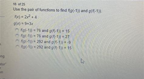Solved Use The Pair Of Functions To Find Fg−1 And