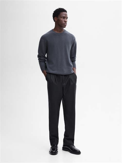 Wool Blend Crew Neck Knit Sweater · Dark Blue Green Navy Blue Grey