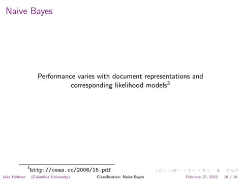 Modeling Social Data Lecture Classification With Naive Bayes PPT