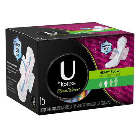 U By Kotex Cleanwear Heavy Flow Ultra Thin Pads With Wings Shop Pads
