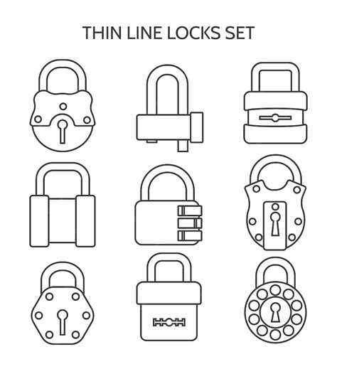 Premium Vector Outline Lock Icons Set