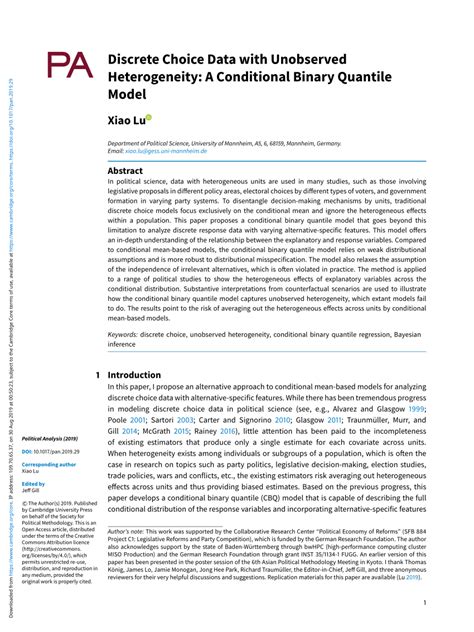Pdf Discrete Choice Data With Unobserved Heterogeneity A Conditional