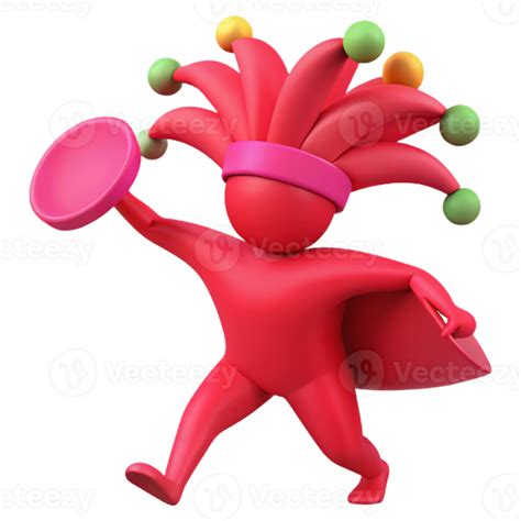 Red Jester Figure With Hat And Cape 52557173 Png
