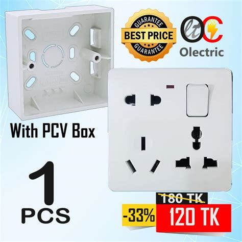 5 Pin Multi Function Universal Wall Switch Socket Universal Socket With Box 5 Pin Multi