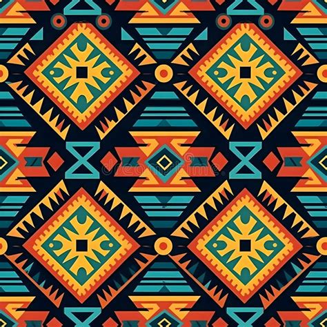 Experience Joyful Energy Through Seamless Aztec Patterns Stock