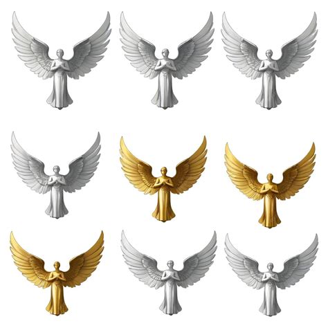 Premium Vector A Set Of Gold Angel Wings With Gold Wings