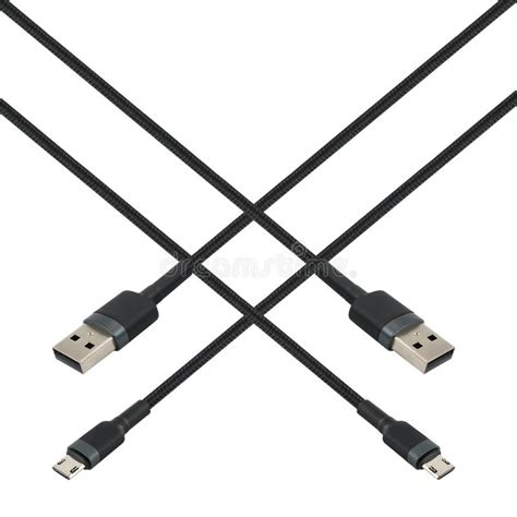 Cable With Usb And Micro Usb Connector Isolated On White Background