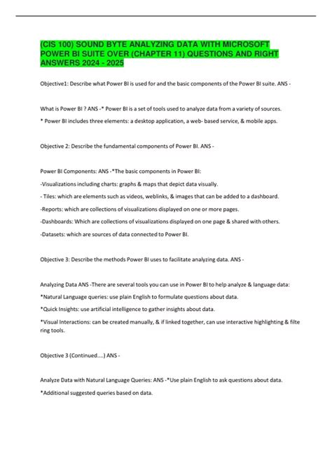 Cis 100 Sound Byte Analyzing Data With Microsoft Power Bi Suite Over