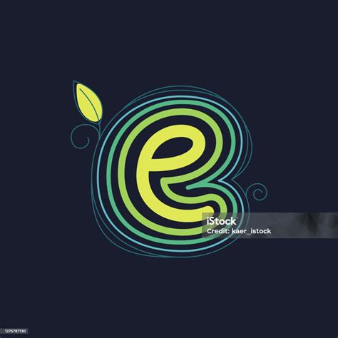 소용돌이 꽃잎과 잎 그린 라인 E 문자 로고 0명에 대한 스톡 벡터 아트 및 기타 이미지 0명 광고 꽃잎 Istock