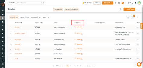 Syncnot Sync Filter In Policy List Insuredmine Crm Optimize And