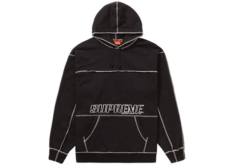 Mens Supreme Coverstitch Hooded Sweatshirt In Black Sweatshirts