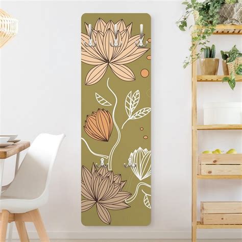 Bilderdepot24 Garderobenpaneel Design Blumen Floral Kunst Muster Art
