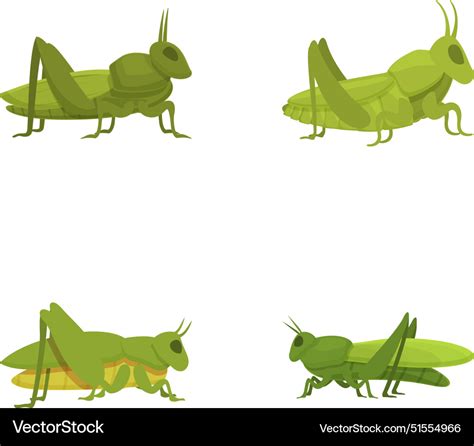 Set Of Cartoon Grasshoppers In Various Poses Vector Image