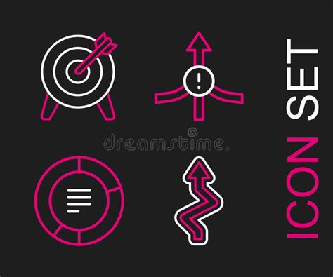 Set Line Arrow Pie Chart Infographic And Target Icon Vector Stock Vector Illustration Of