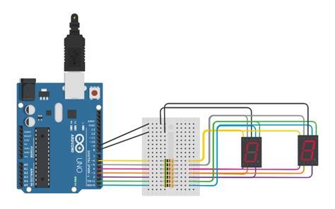 Circuit Design Arduino 7 Segment 2 Digit Tinkercad