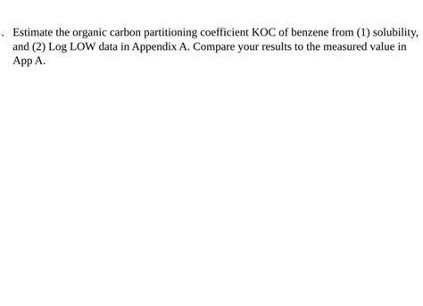 Estimate The Organic Carbon Partitioning Coefficient